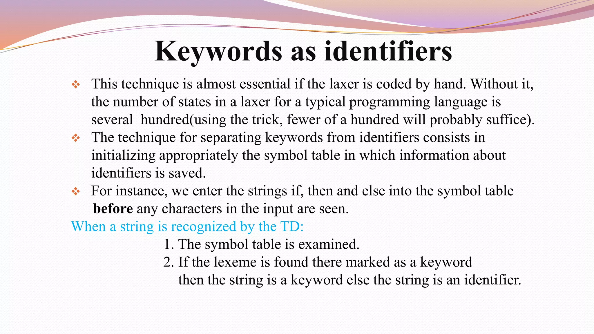 A Role of Lexical Analyzer | PPTX