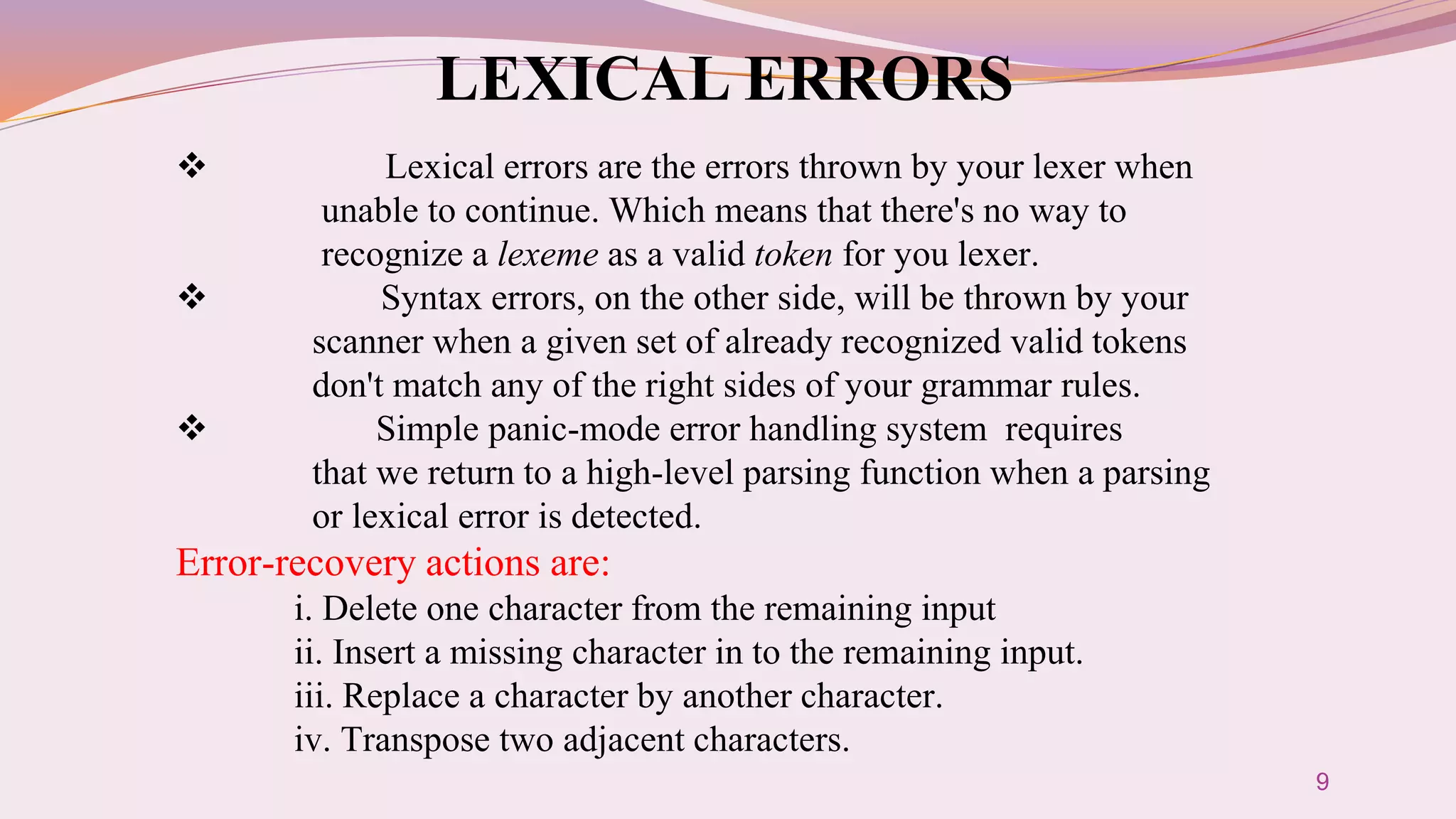 A Role of Lexical Analyzer | PPTX