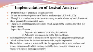 A Role of Lexical Analyzer | PPTX