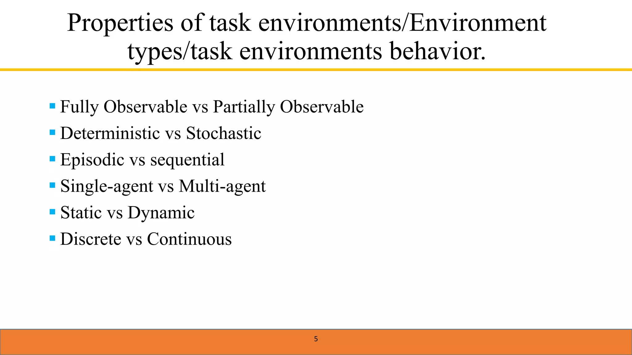 peas description of task environment with different types of properties ...