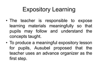 1.3.4 ausubel deductive learning theory | PPT