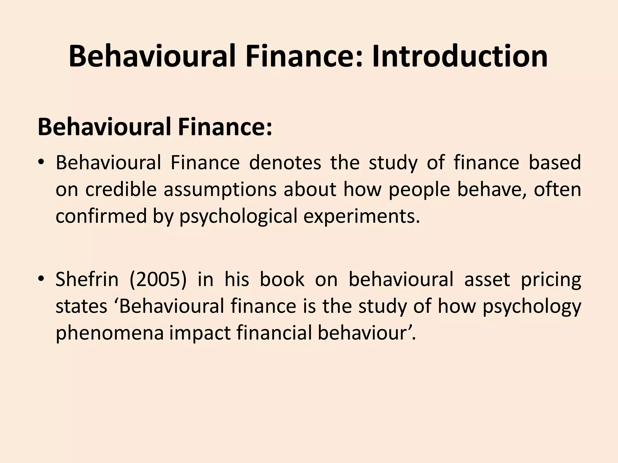 behavioral finance intro | PPTX