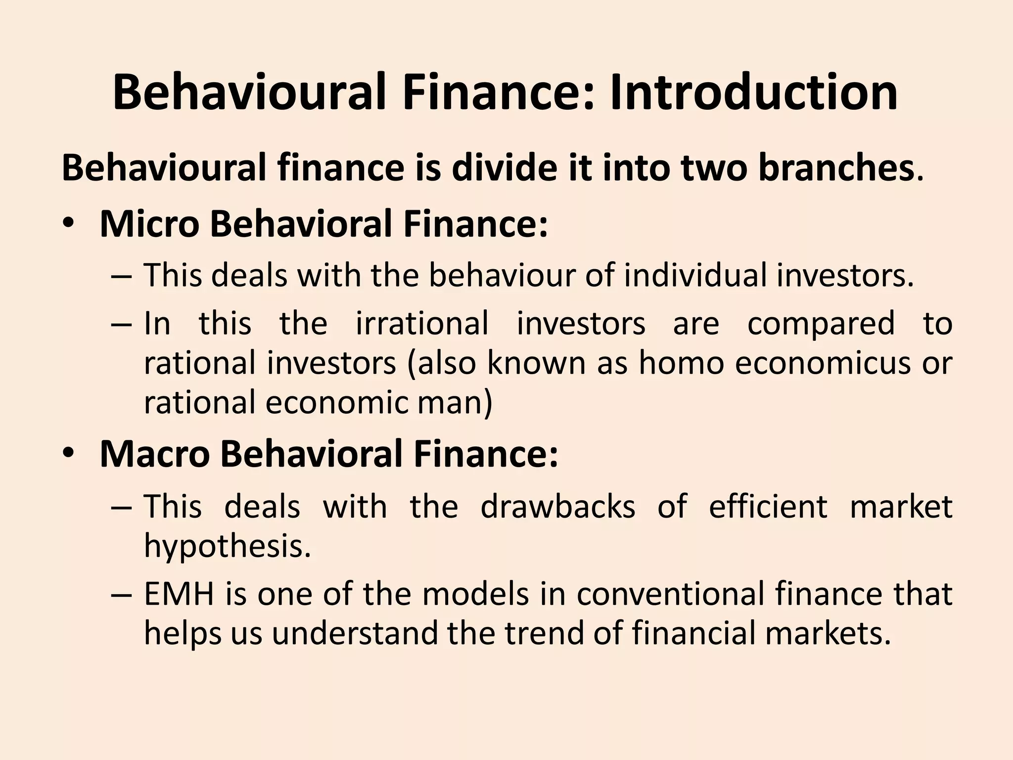 behavioral finance intro | PPTX