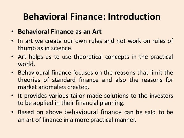 behavioral finance intro | PPTX | Stocks and Bonds | Personal Investing