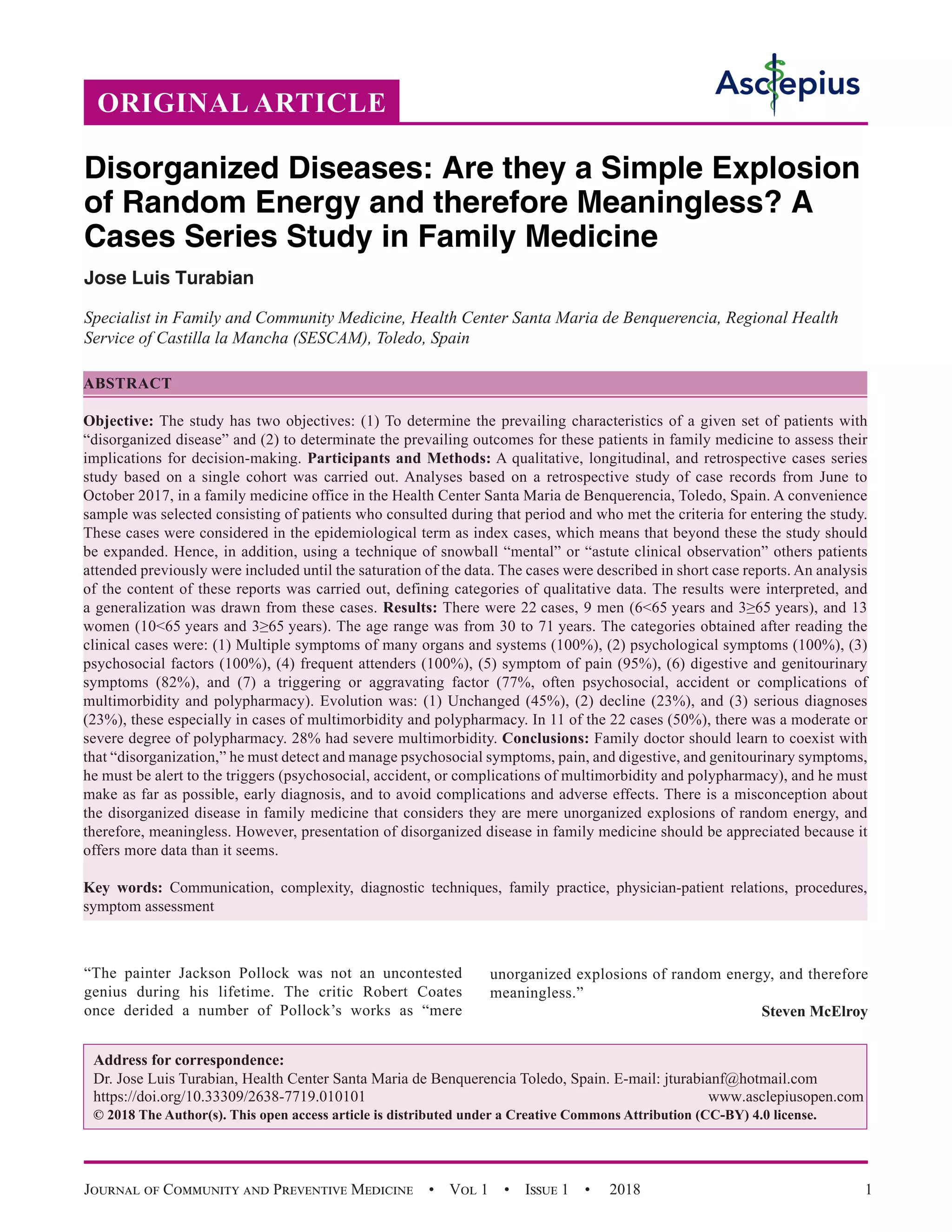 Disorganized Diseases: Are they a Simple Explosion of Random Energy and ...