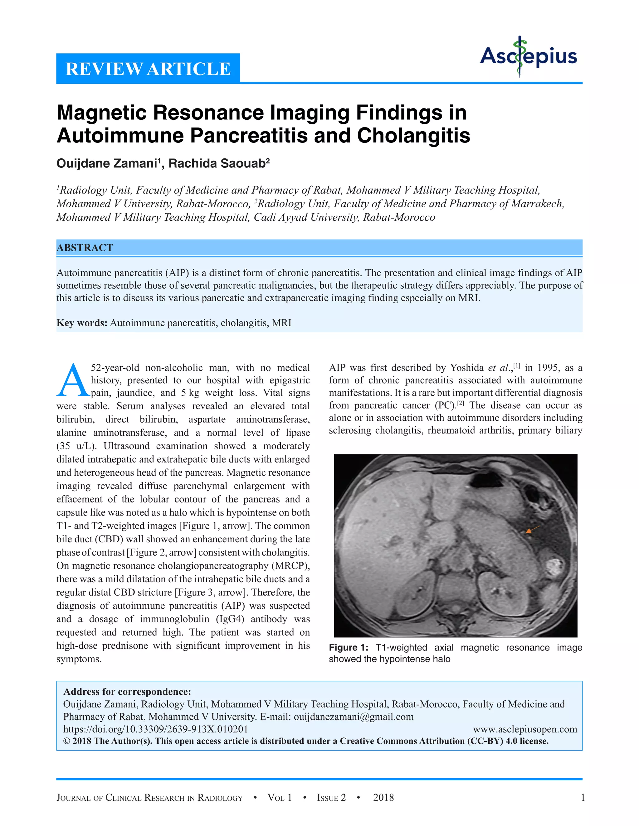 Magnetic Resonance Imaging Findings in Autoimmune Pancreatitis and ...
