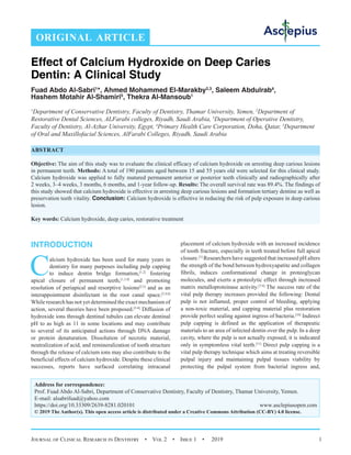 Effect of Calcium Hydroxide on Deep Caries Dentin: A Clinical Study | PDF