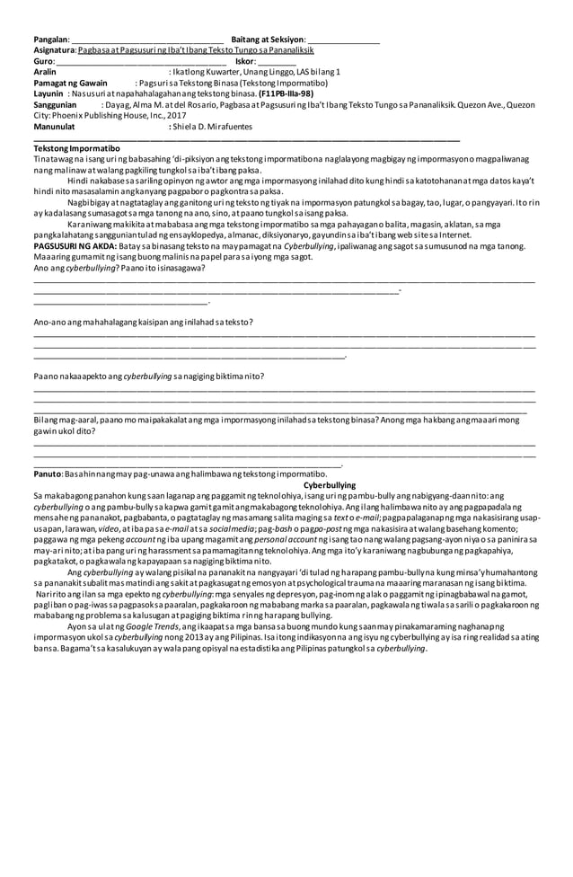 1.1 pagbasa q3 week-1-las-1 | PDF