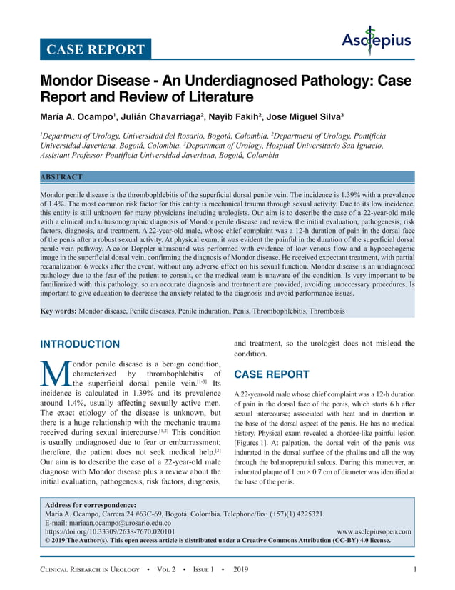 Mondor Disease - An Underdiagnosed Pathology: Case Report and Review of ...