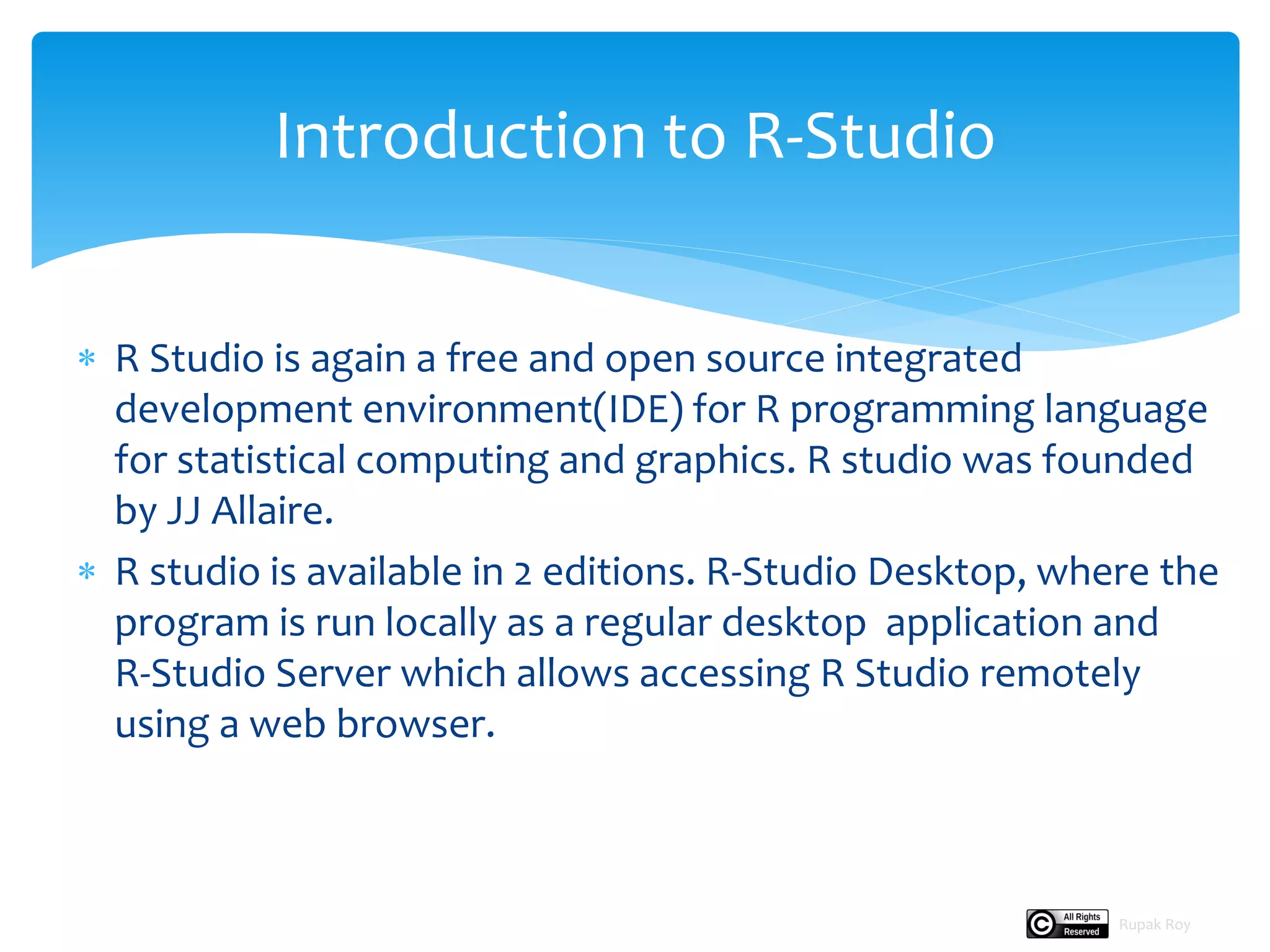 Introduction to R and R Studio | PDF