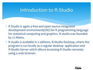 Introduction to R and R Studio | PDF
