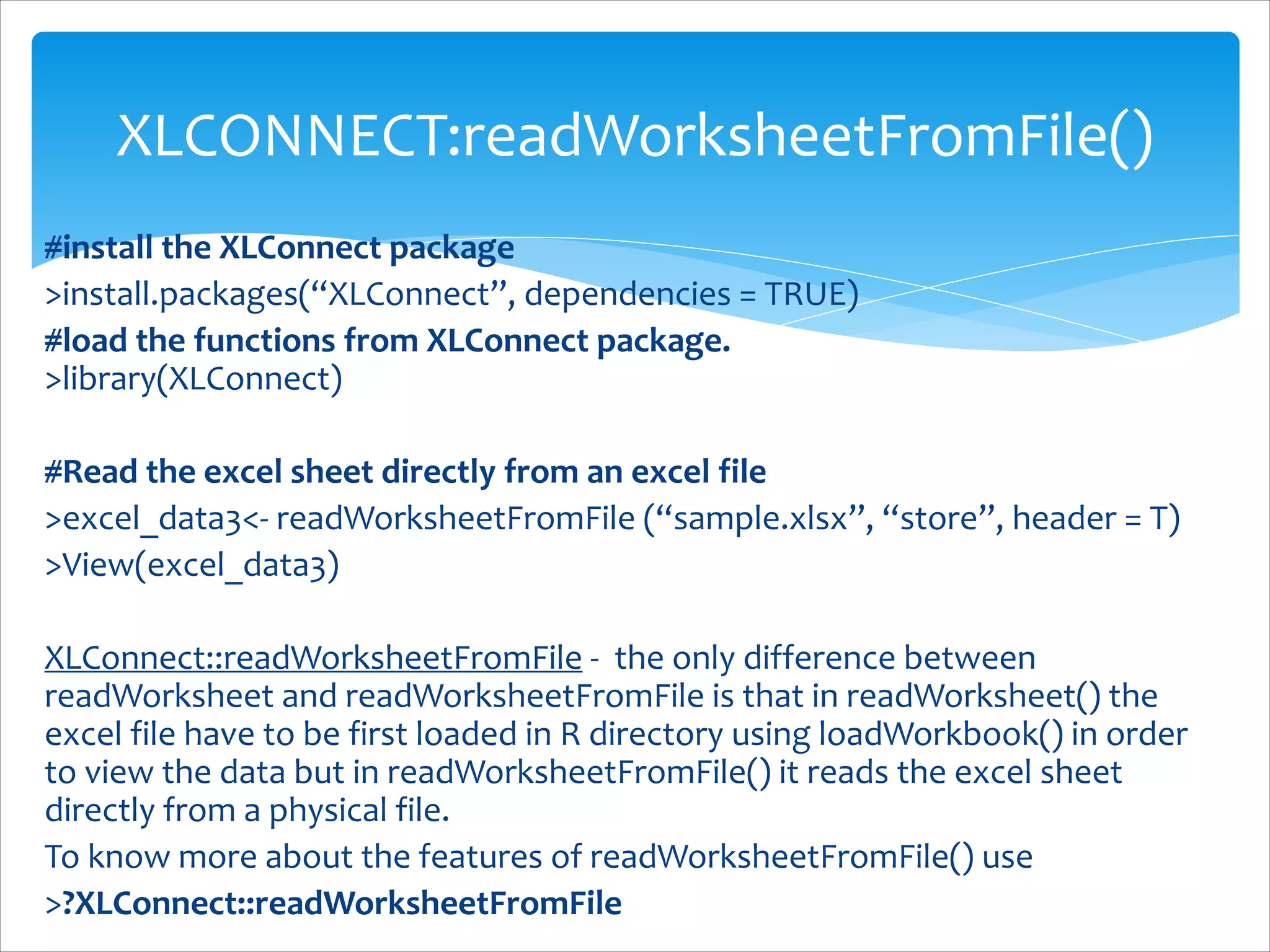 Import and Export Excel files using XLConnect in R Studio | PDF