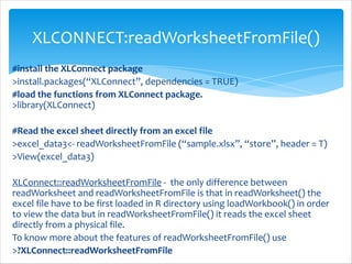 Import and Export Excel files using XLConnect in R Studio | PDF