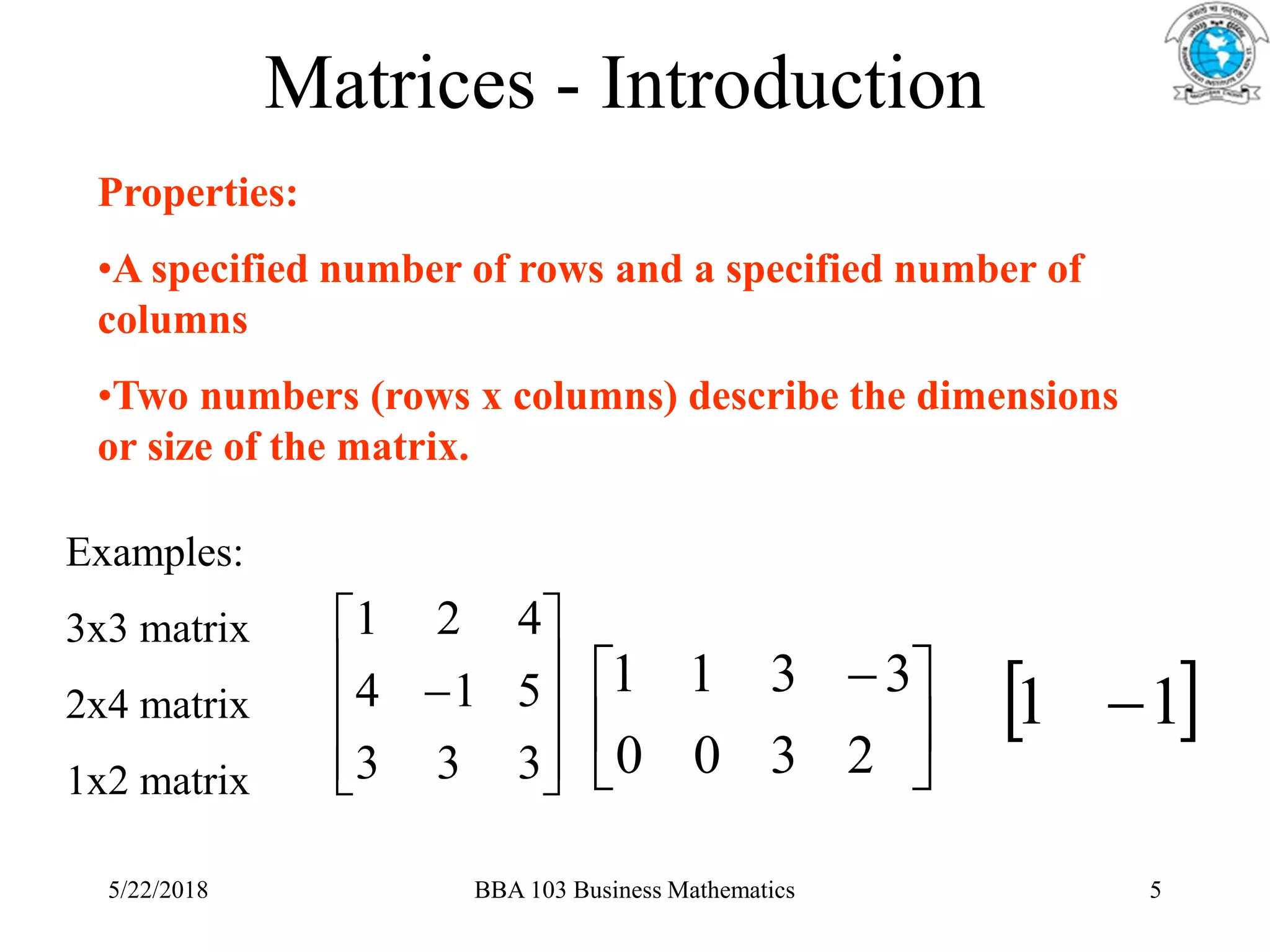 1. matrix introduction | PDF