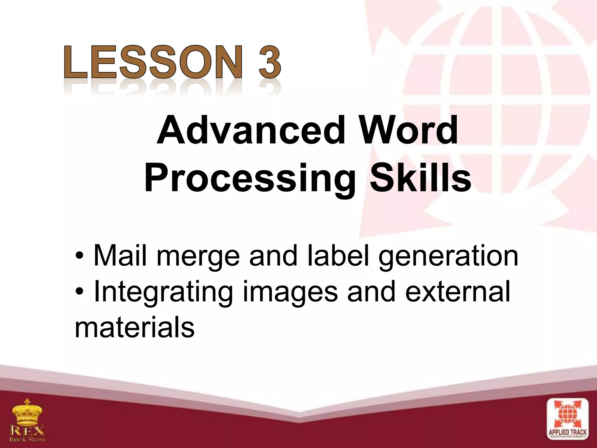 Advanced Word Processing Skills | PPTX