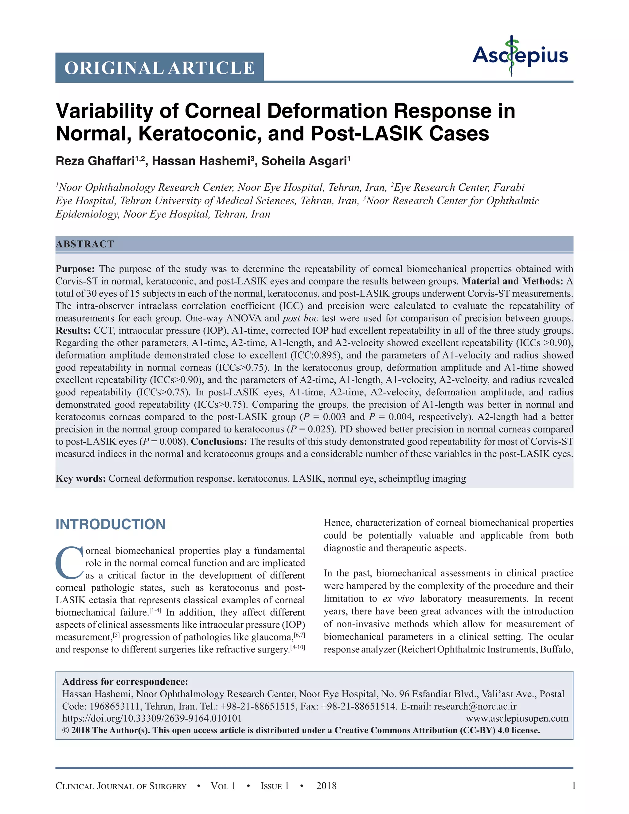 Variability of Corneal Deformation Response in Normal, Keratoconic, and ...