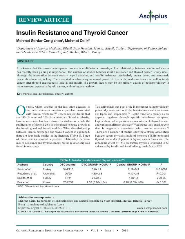 Insulin Resistance and Thyroid Cancer | PDF Insulin Resistance and Thyroid Cancer | PDF
