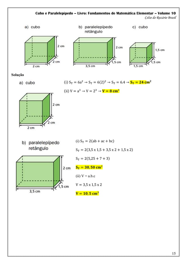Geometria Espacial - Questões resolvidas sobre cubo e paralelepípedo - Fundamentos de Matemática ...