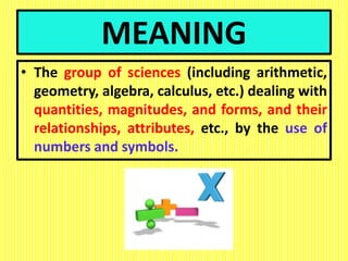 1. meaning and definition of mathematics | PPT