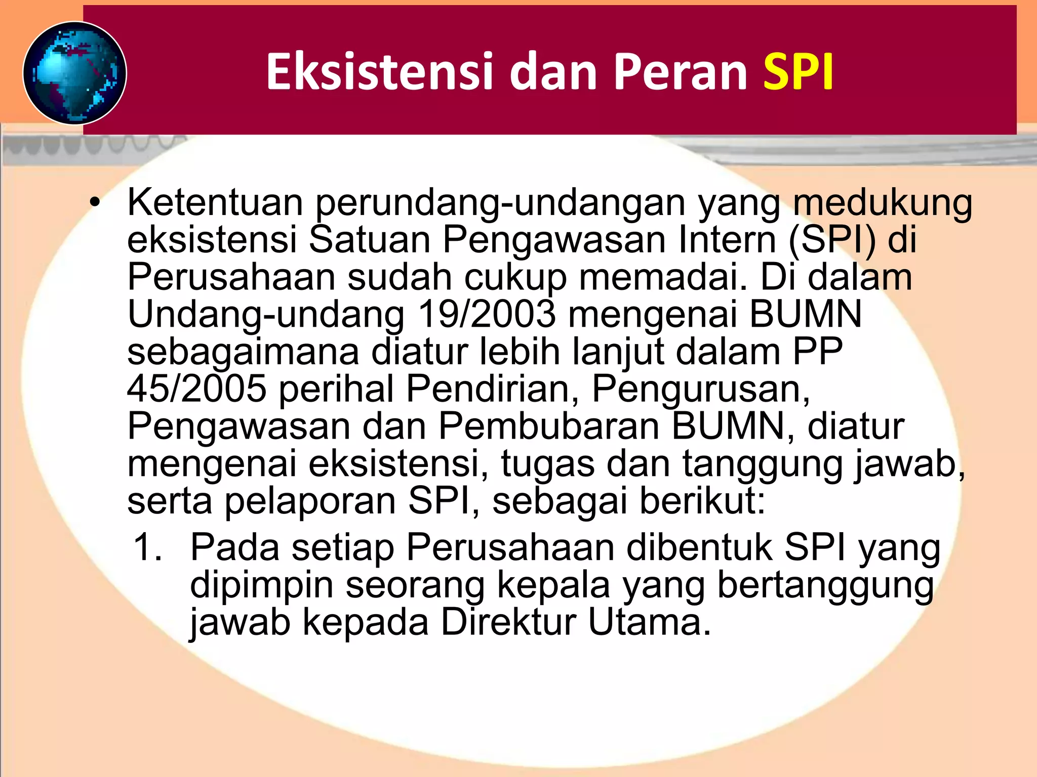 Dasar Hukum dan Konsep Dasar Keberadaan "SPI (Internal Audit)" | PPTX