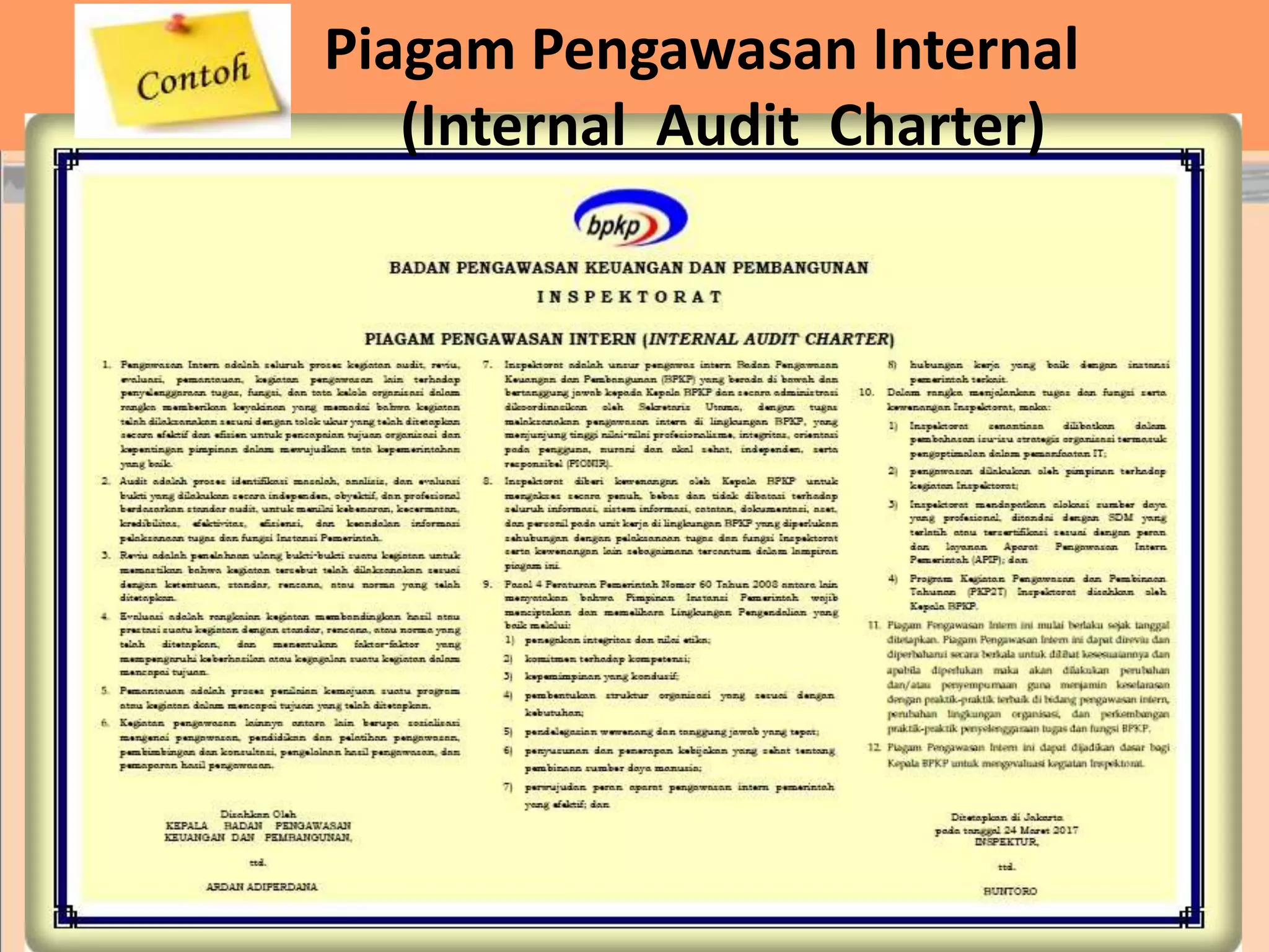 Dasar Hukum dan Konsep Dasar Keberadaan "SPI (Internal Audit)" | PPTX
