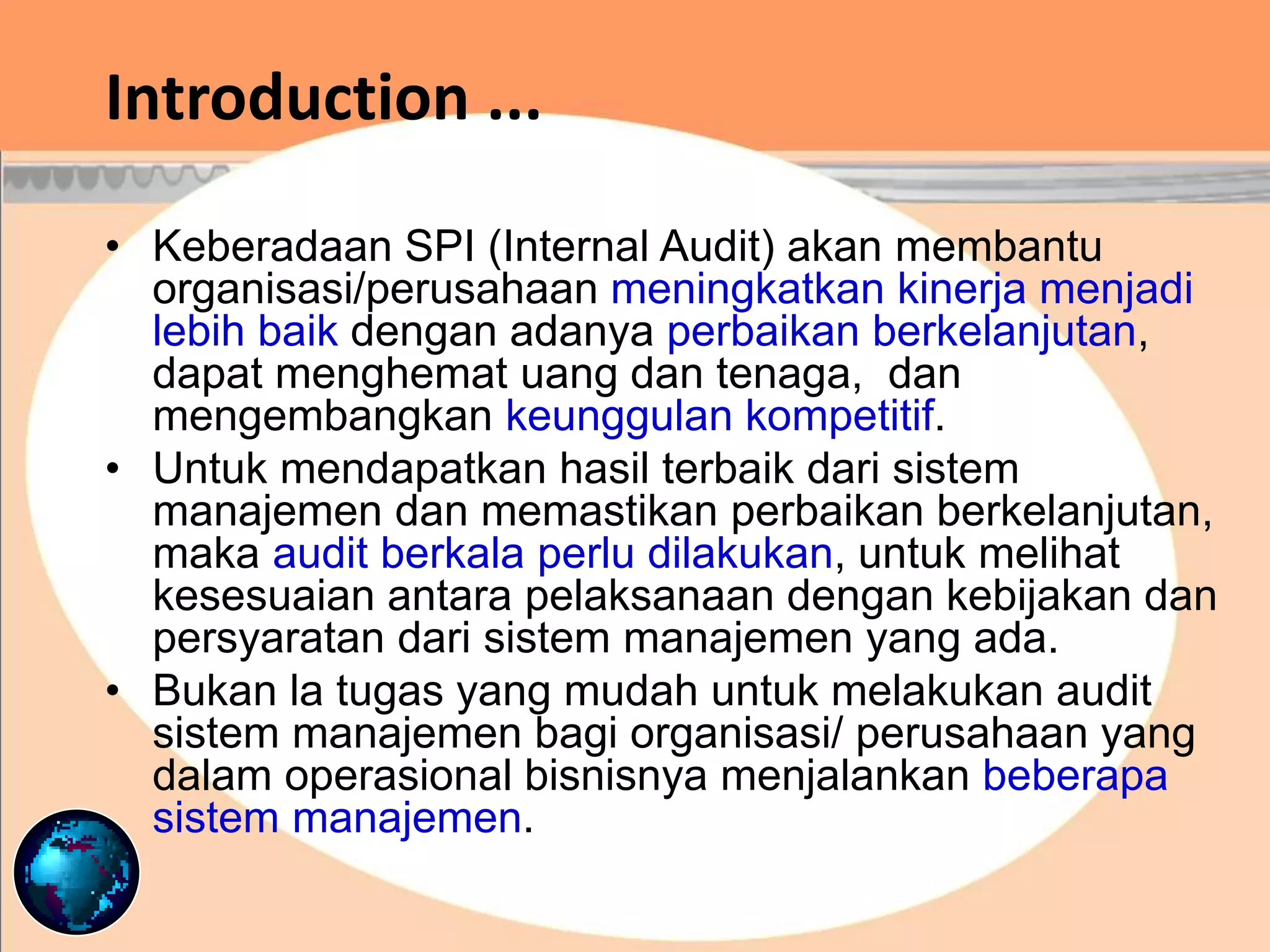 Dasar Hukum dan Konsep Dasar Keberadaan "SPI (Internal Audit)" | PPTX