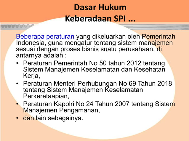 Dasar Hukum dan Konsep Dasar Keberadaan "SPI (Internal Audit)" | PPTX