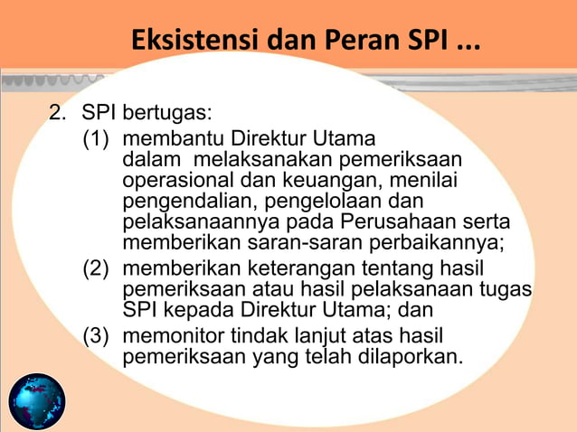 Dasar Hukum dan Konsep Dasar Keberadaan "SPI (Internal Audit)" | PPTX
