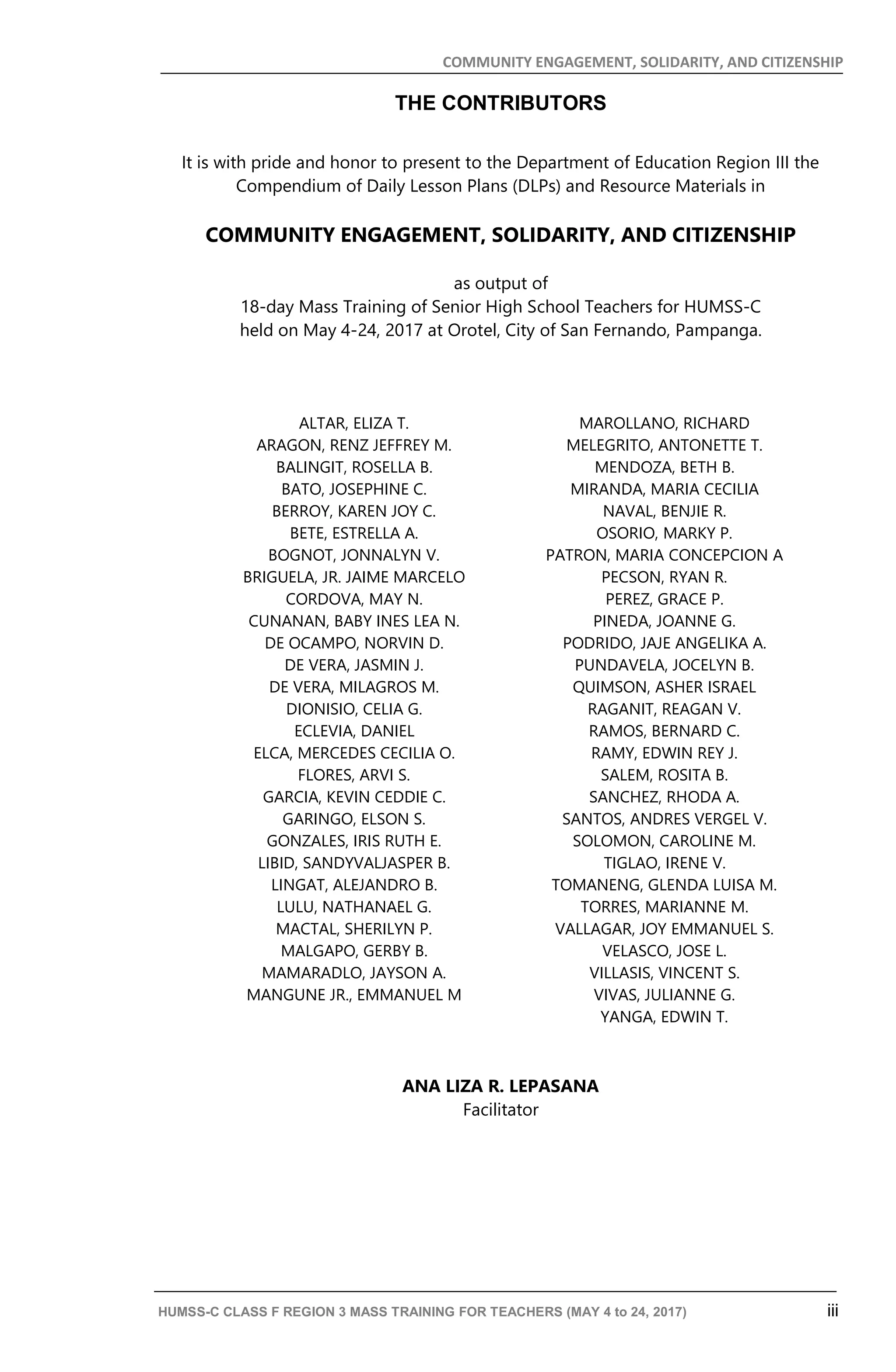 1.1 Community Engagement, Solidarity, and Citizenship (CSC ...