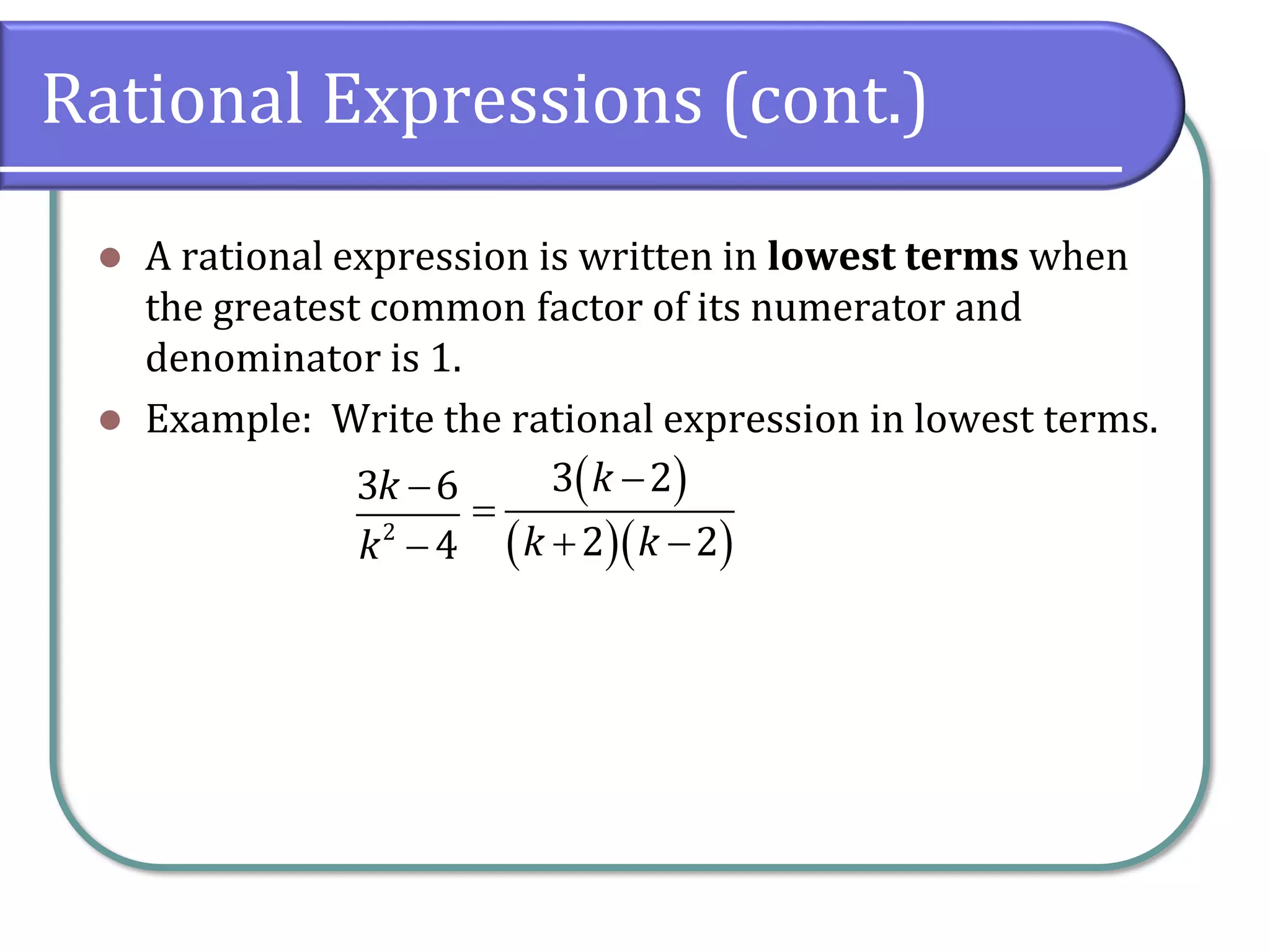 1.6 Rational Expressions | PPT