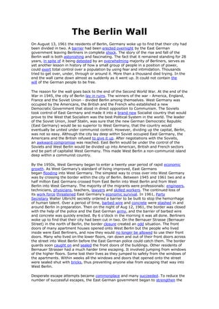 1. 3 The Berlin Wall.pdf | Political Issues & policy | Politics