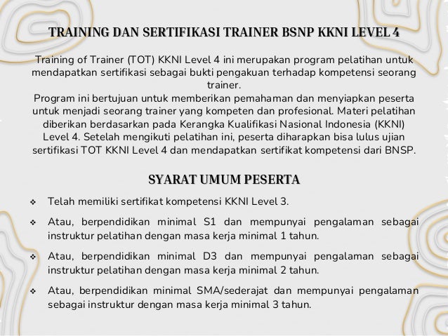 SOLUSI, SEGERA WA 0895-7111-00400, Training Of Trainer Certification ...