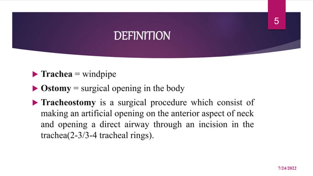 Tracheostomy care (Adult) | PPTX | Ear, Nose and Throat Conditions ...