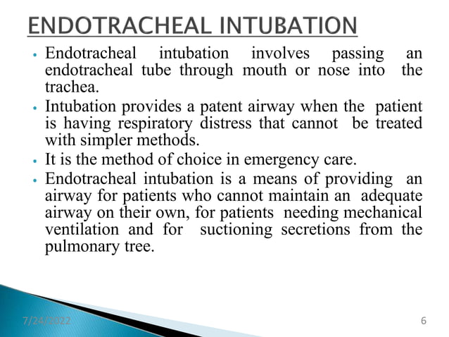 ET TUBE intubation | PPTX | First Aid | Injuries