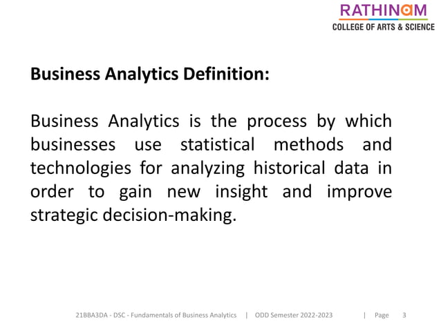 1.1 Introduction Business Analytics.pptx | Databases | Computer Software and Applications