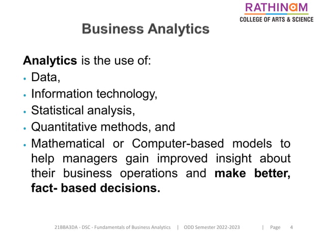 1.1 Introduction Business Analytics.pptx | Databases | Computer Software and Applications