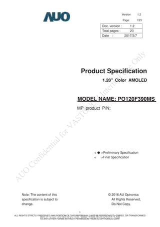 Round OLED 1.2 inch 390x390 Display Module-PanoxDisplay | PDF
