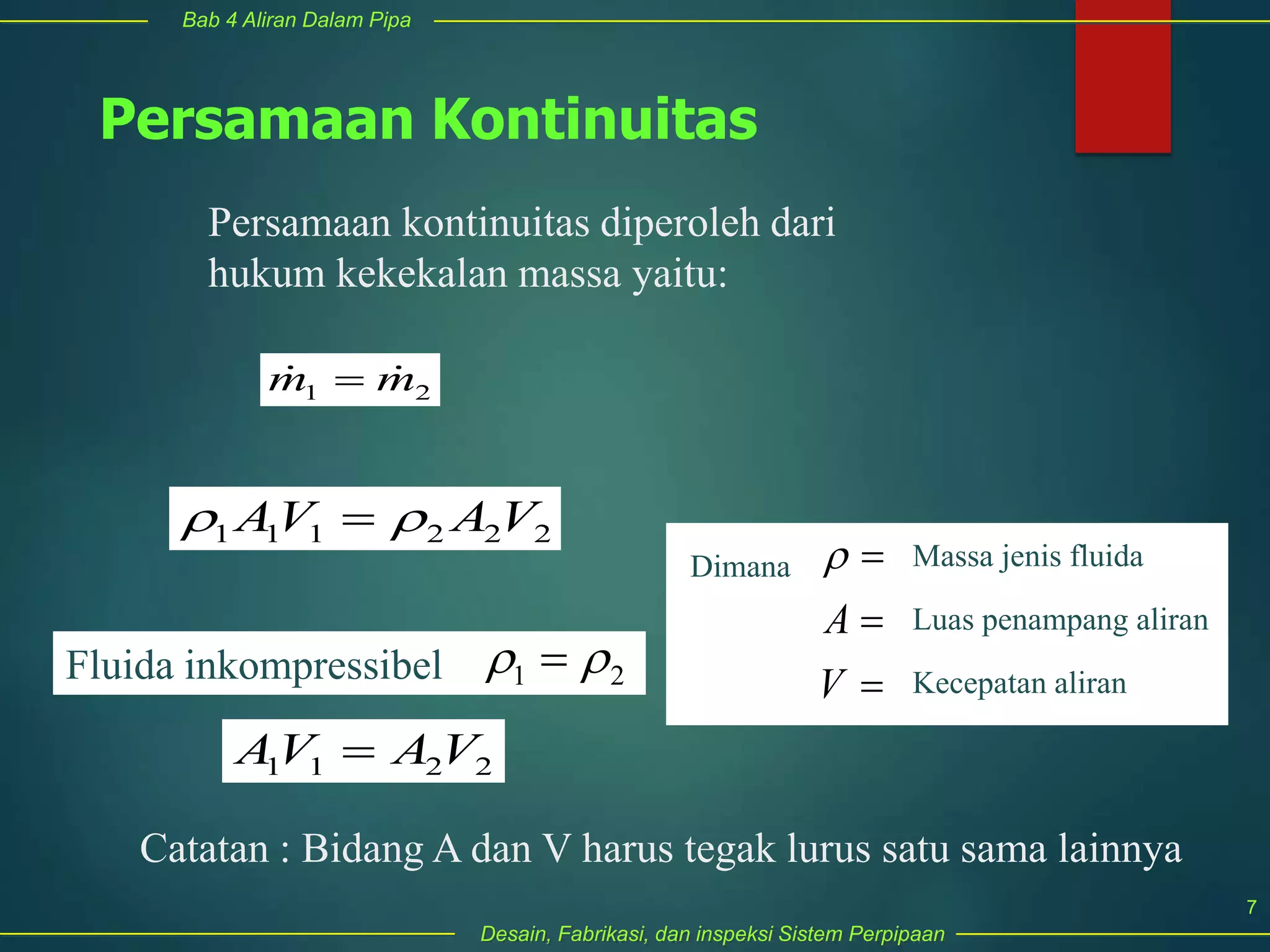 1. Aliran Dalam Pipa (Pressure drop continuity equation).ppt