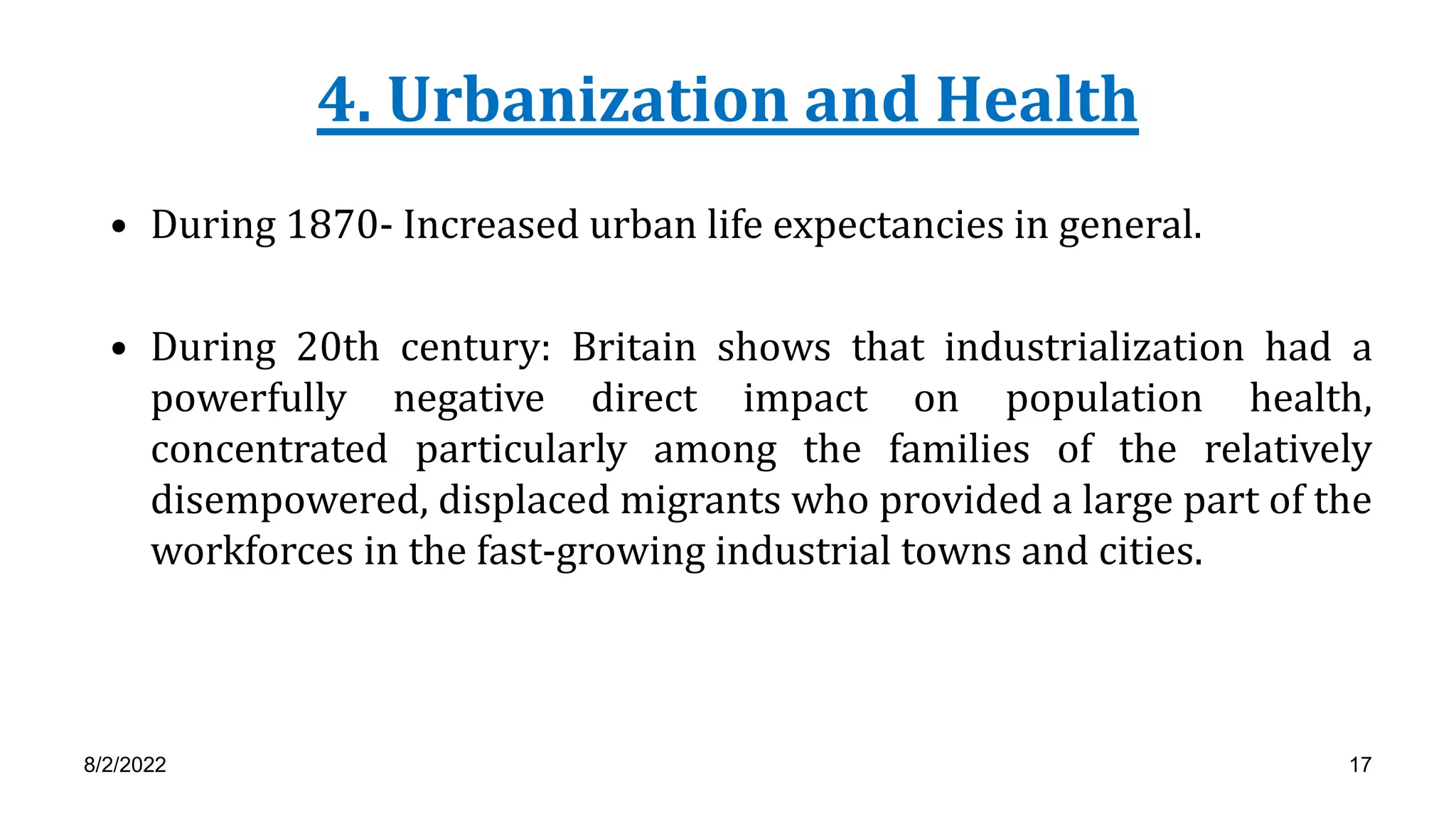 1. Industrialization and Health | PPTX