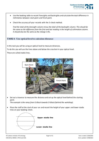 Practical assessment 1-Carry out levelling operations | DOCX