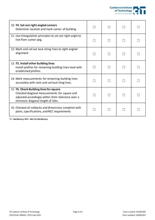 Practical Assessment- Carry out setting out-T shape practical | DOCX