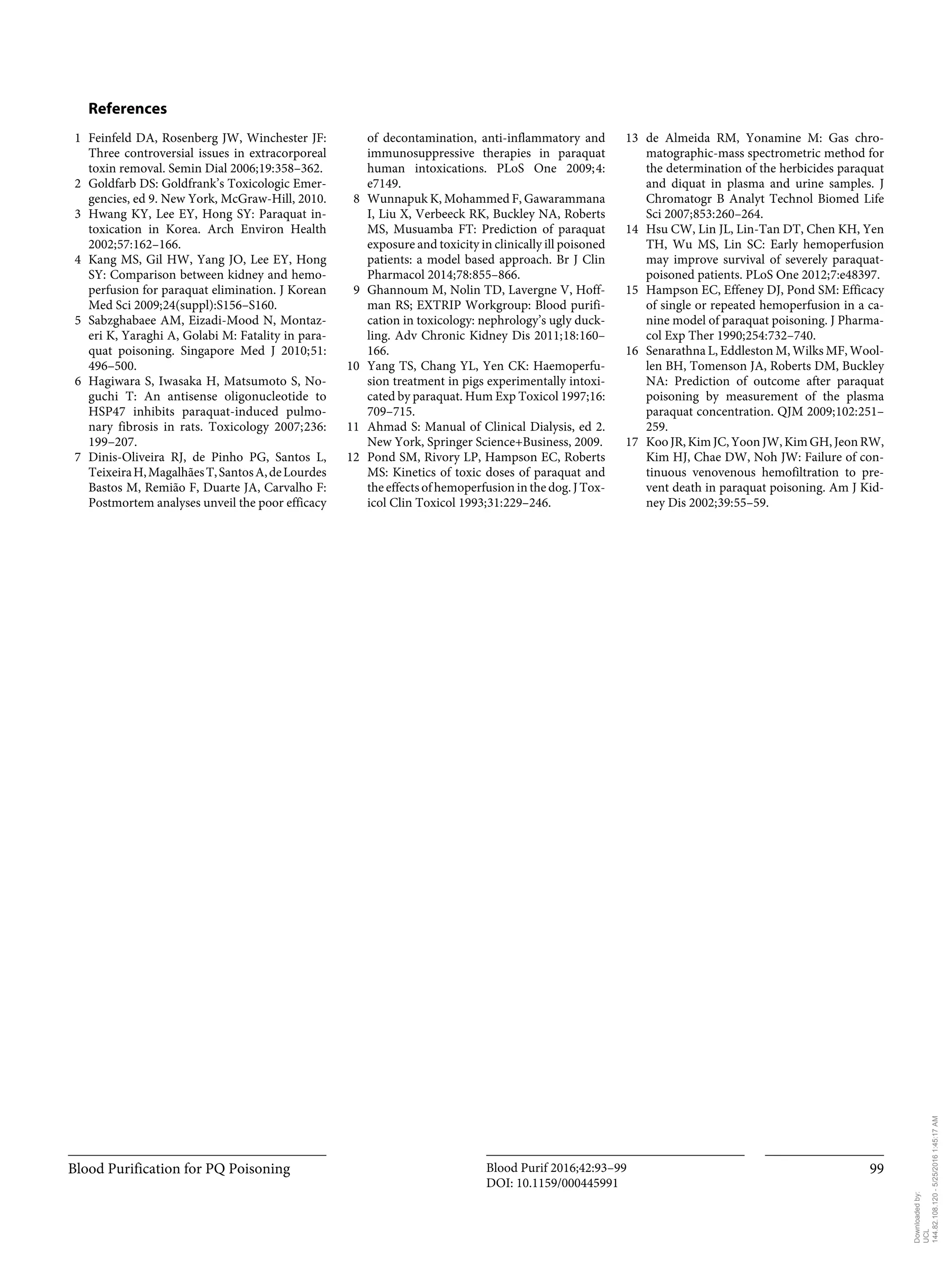 Blood Purification for Paraquat Poisoning | PDF