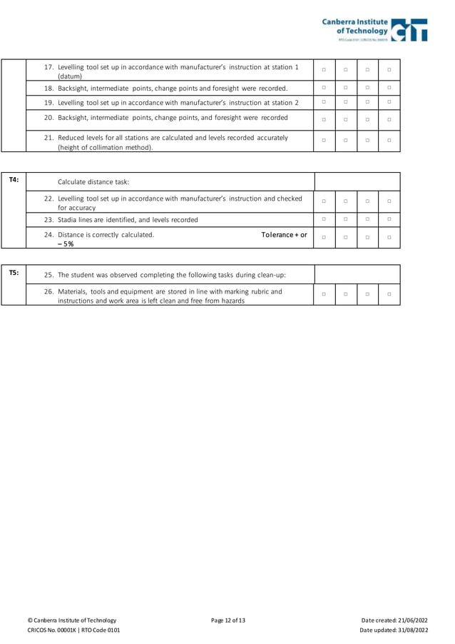 1. Practical assessment-Carry out levelling operations | PDF
