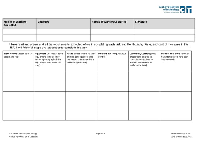 Practical Assessment 1 - Identify construction work hazards and select ...