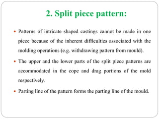 Types of patterns in sand casting | PPTX