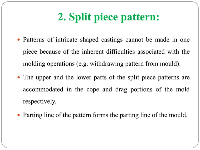 Types of patterns in sand casting | PPTX | Needlework | Arts and Crafts
