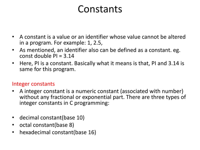 Basics of C | PPT | Programming Languages | Computing