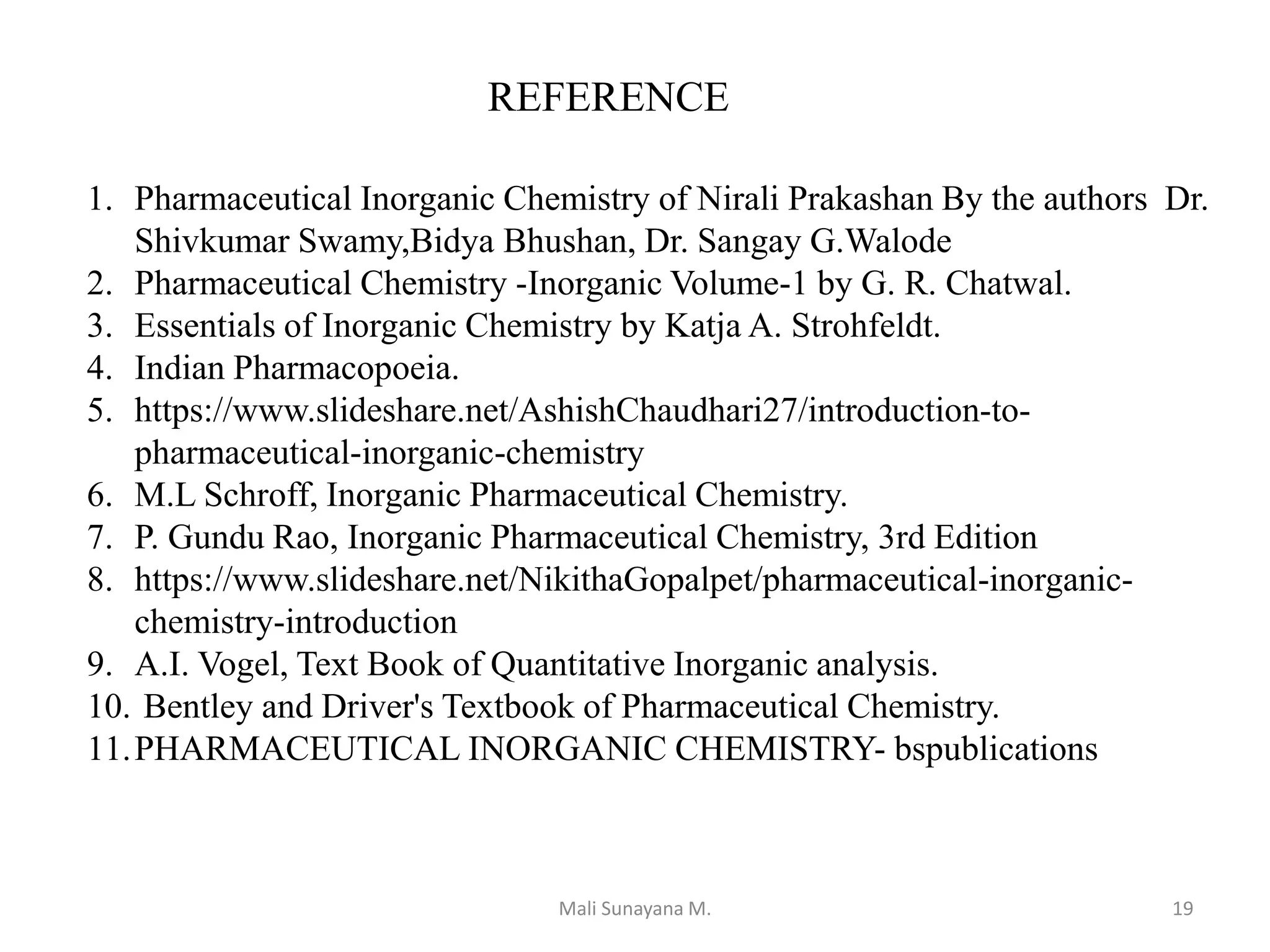 1. Introduction to Pharmaceutical Inorganic Chemistry | PPTX