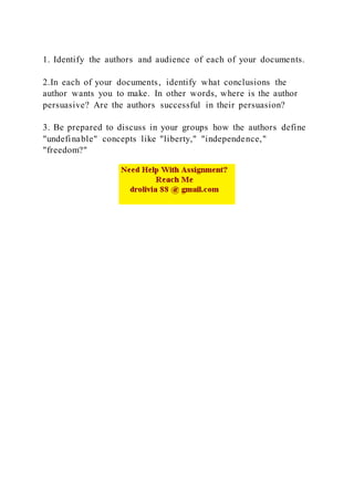1. Identify the authors and audience of each of your documents. .docx