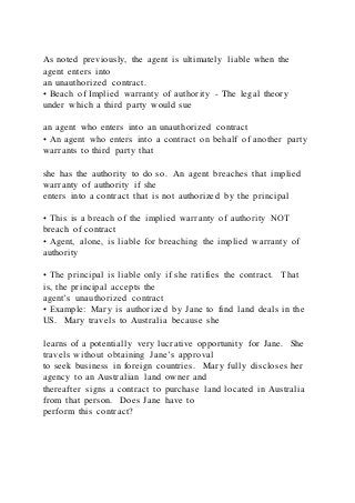 1. Jack is the principal. Mary is Jacks agent. Mary enters into | PDF